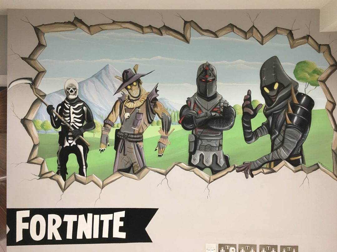 Fortnite Hand Painted Wall Mural - Mural man